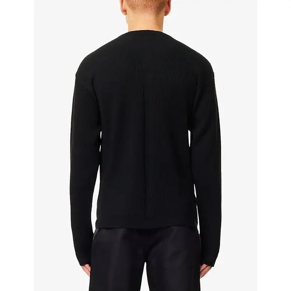 Rick Owens Round-neck Ribbed Wool Jumper - Black