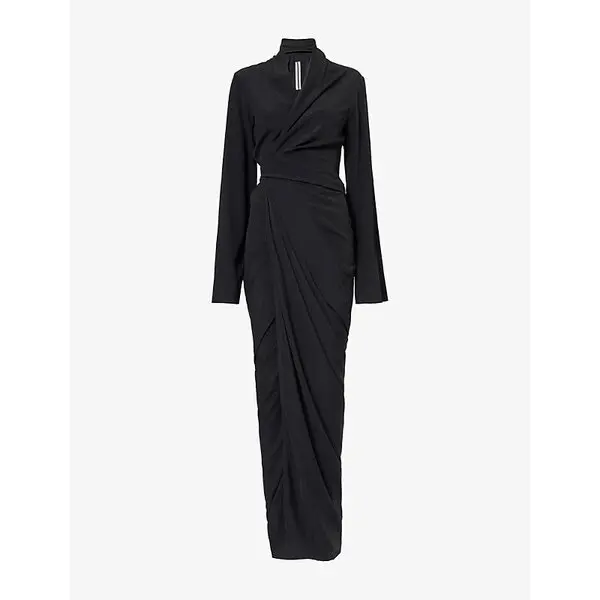 Rick Owens Draped Woven Gown - Black