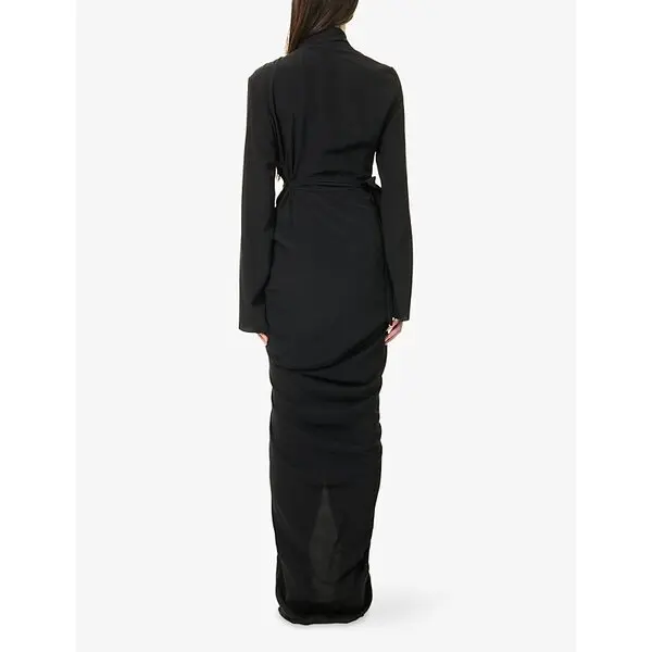 Rick Owens Draped Woven Gown - Black