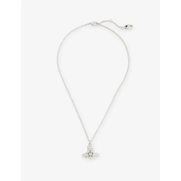 VIVIENNE WESTWOOD Mariette Brass And Cubic Zirconia Pendant Necklace - Platinum / White Crystal