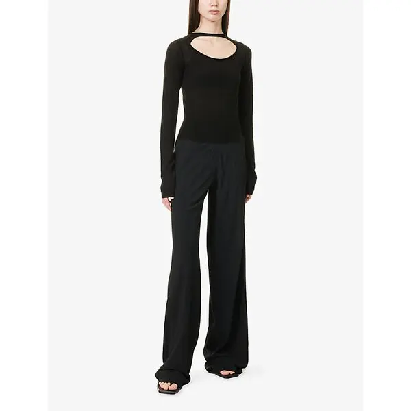 Rick Owens Cut-out Cropped Wool Top - Black