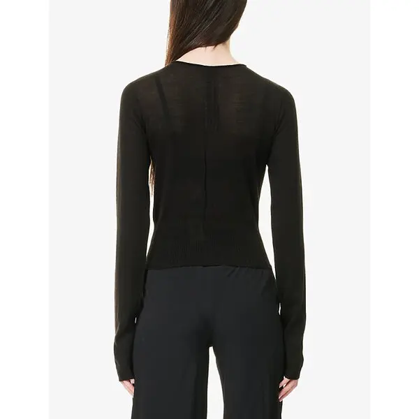 Rick Owens Cut-out Cropped Wool Top - Black