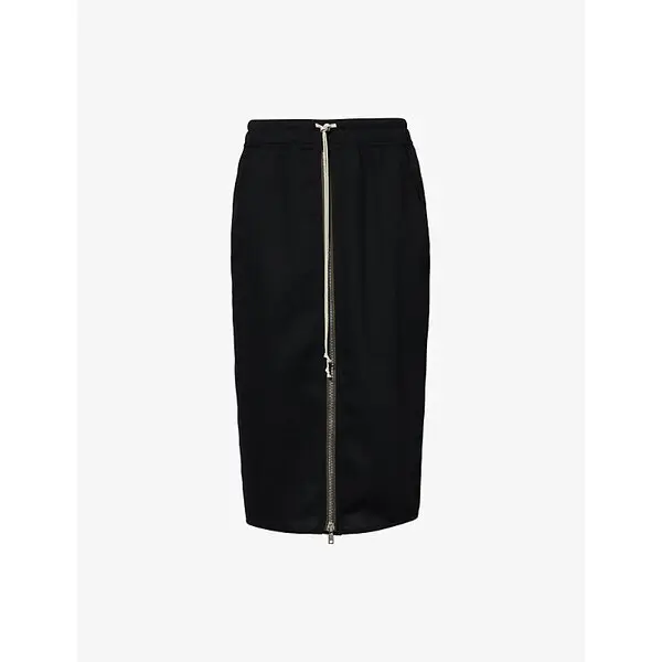 Rick Owens Zip-front Wool Midi Skirt