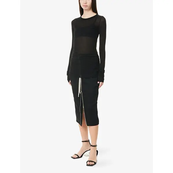Rick Owens Zip-front Wool Midi Skirt