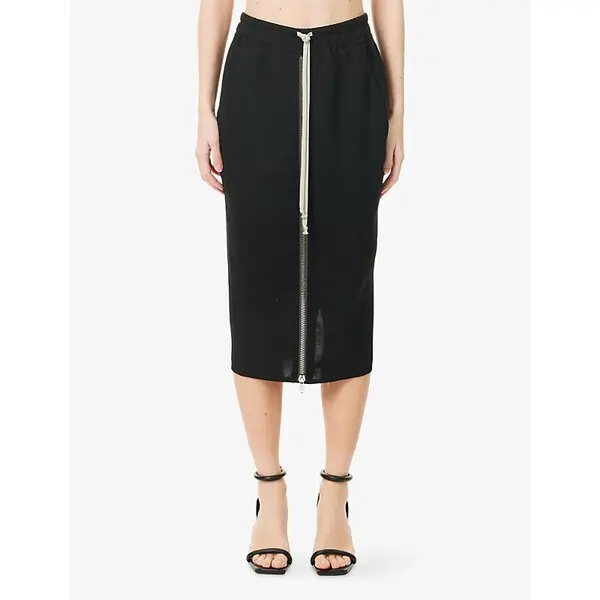 Rick Owens Zip-front Wool Midi Skirt