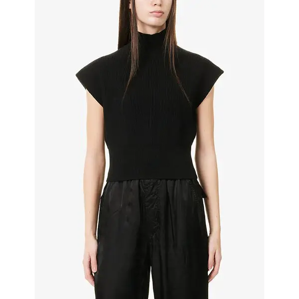Rick Owens Sleeveless Wool Turtleneck Top