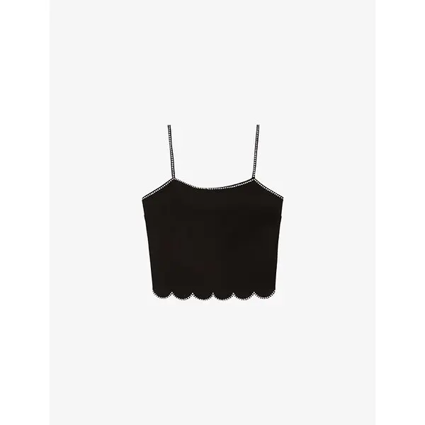 The Kooples Embellished Scalloped-hem Woven Cami Top