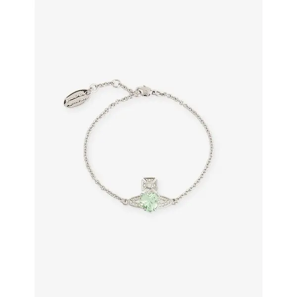VIVIENNE WESTWOOD Ariella Brass And Cubic Zirconia Bracelet - Platinum / Light Green