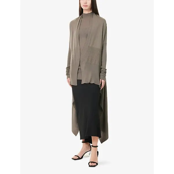 Rick Owens Draped Open-front Wool Cardigan - Dust