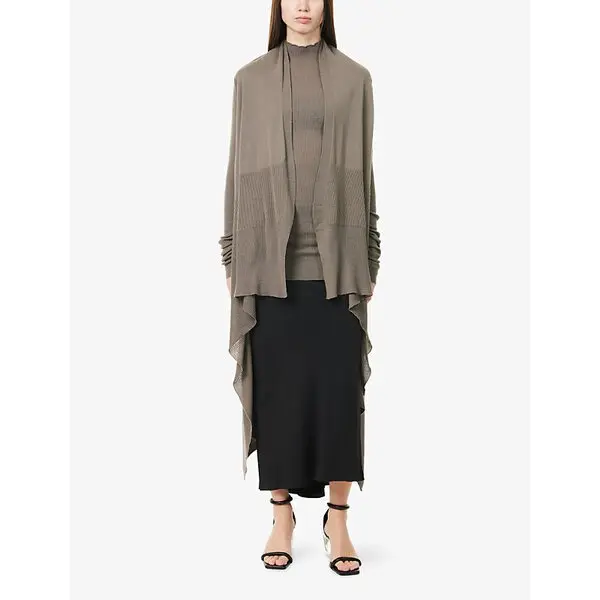 Rick Owens Draped Open-front Wool Cardigan - Dust