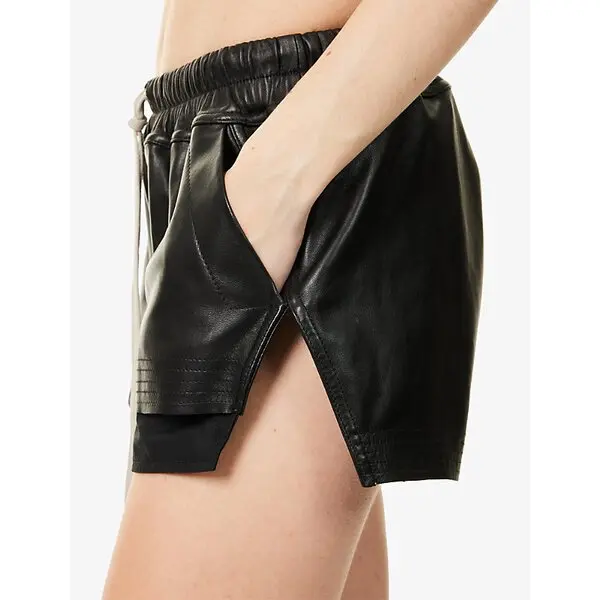 Rick Owens Leather Boxer Shorts - Black | Editorialist
