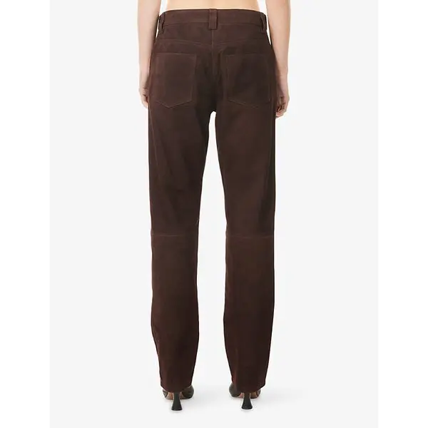 Khaite Callum Relaxed Tapered Leather Trousers - Dark Brown