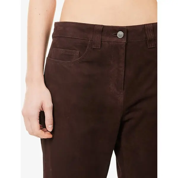 Khaite Callum Relaxed Tapered Leather Trousers - Dark Brown