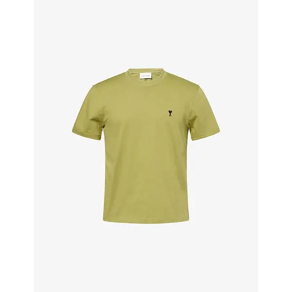 AMI Paris Adc Logo-embroidered Cotton-jersey T-shirt - Matcha