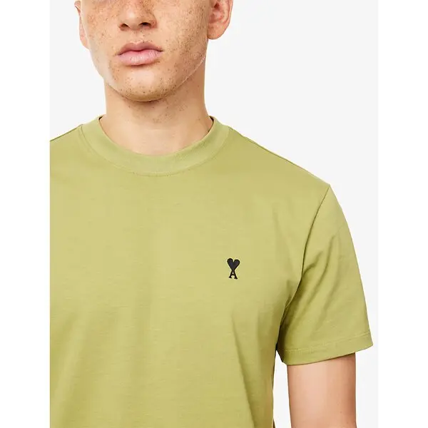 AMI Paris Adc Logo-embroidered Cotton-jersey T-shirt - Matcha