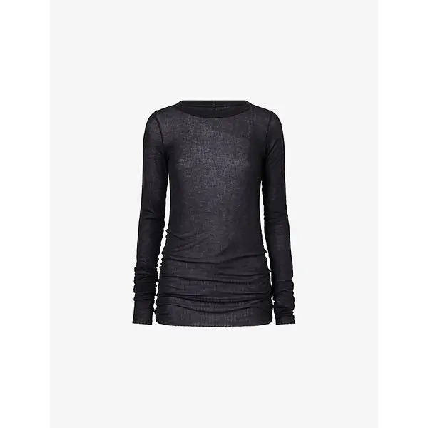 Rick Owens Ribbed Long-sleeves Knitted T-shirt - Black
