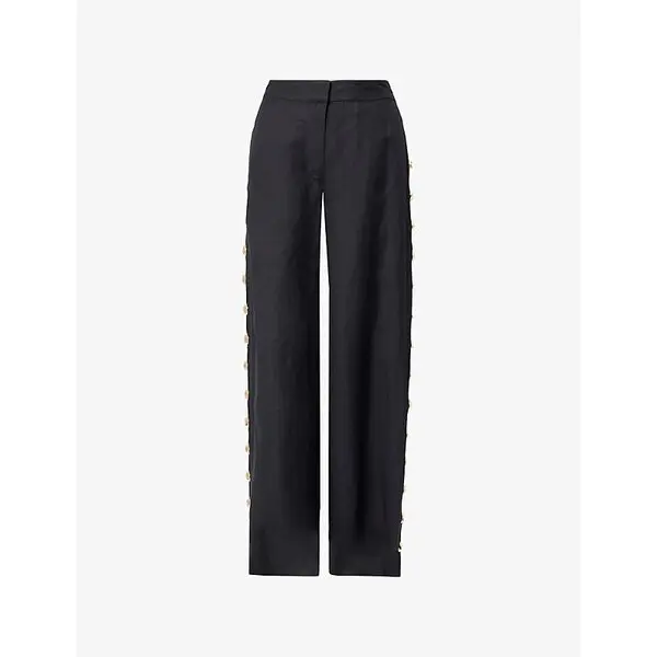 Simkhai Cayman Wide-leg Linen-blend Trousers - Black