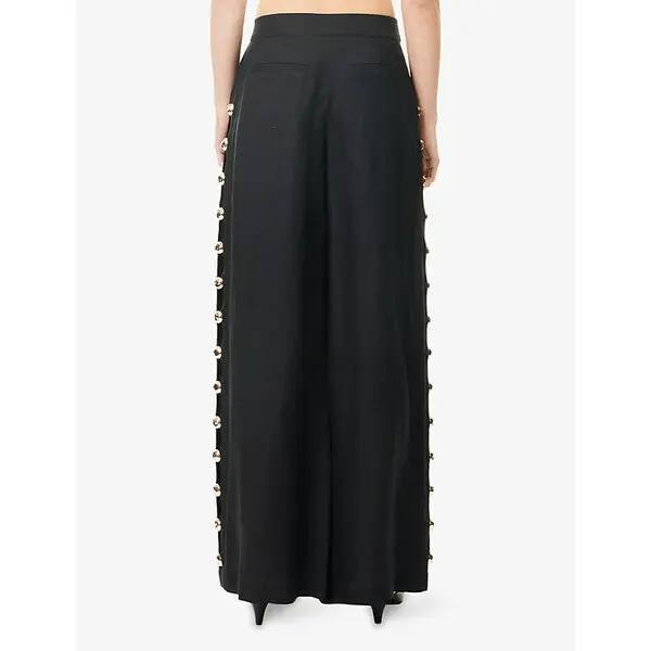 Simkhai Cayman Wide-leg Linen-blend Trousers - Black
