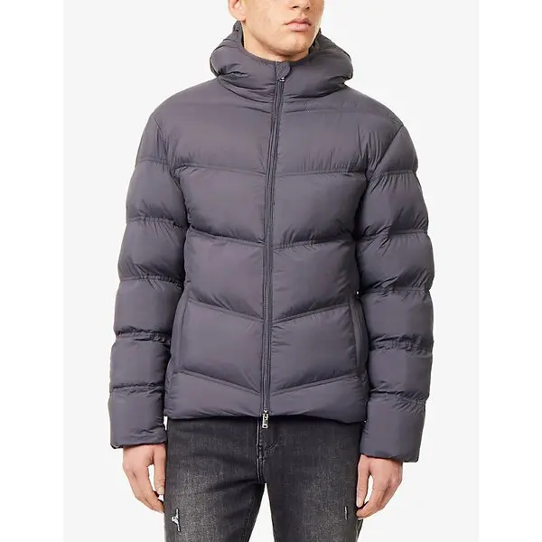 ARNE Chevron Hooded Puffer Jacket - Grey