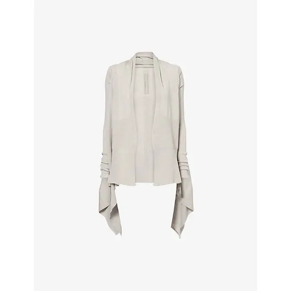 Rick Owens Medium Wrap Asymmetric Wool Cardigan - Pearl