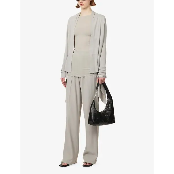 Rick Owens Medium Wrap Asymmetric Wool Cardigan - Pearl