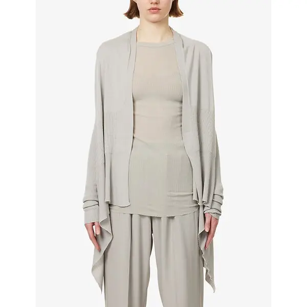 Rick Owens Medium Wrap Asymmetric Wool Cardigan - Pearl