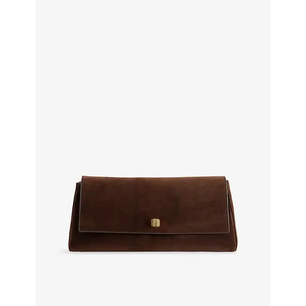 Khaite Audrey Leather Clutch - Dark Brown