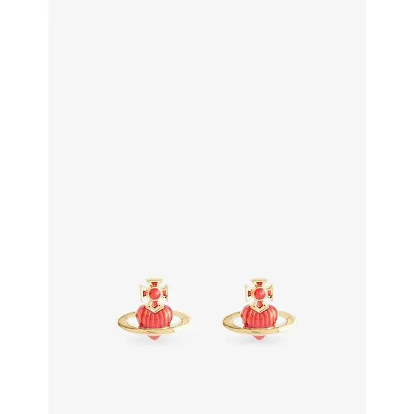 VIVIENNE WESTWOOD Fabianna Stud Earrings - Gold / Red Enamel