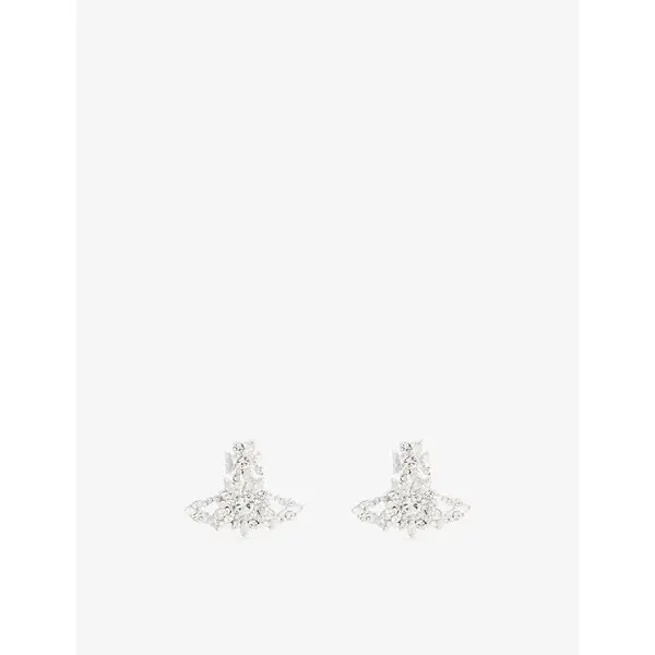 VIVIENNE WESTWOOD Mariette Brass And Cubic Zirconia Stud Earrings - Platinum / White Crystal