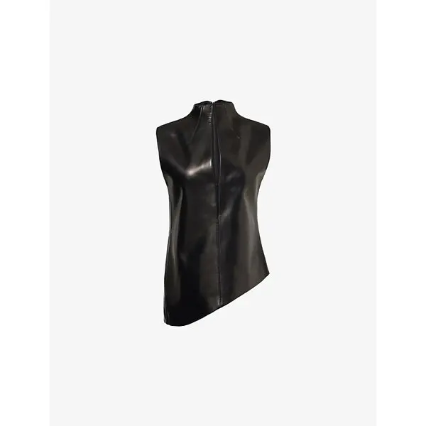 Khaite Von Leather Top - Black