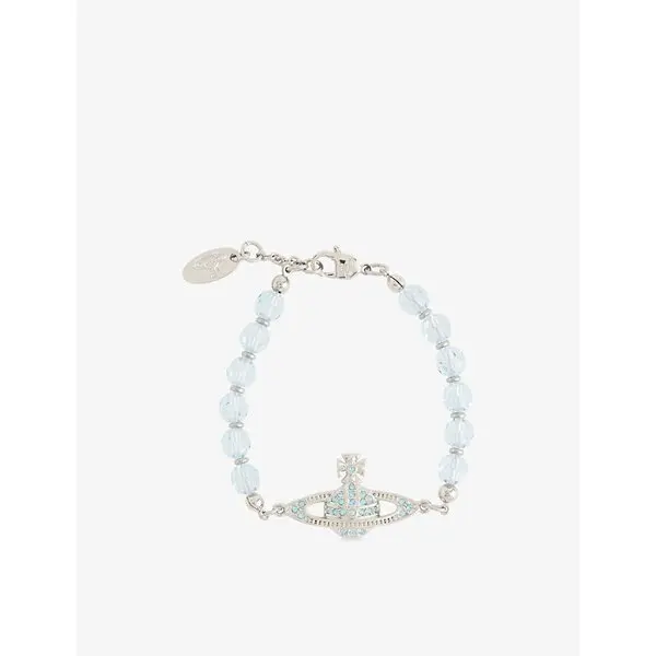 VIVIENNE WESTWOOD Messaline Beaded Bracelet - Plat/aqua Bohem Cryst