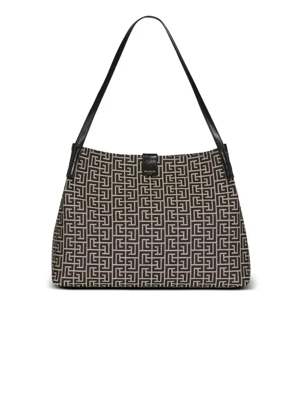 Balmain Monogram Jacquard Medium Shopper Bag - Black