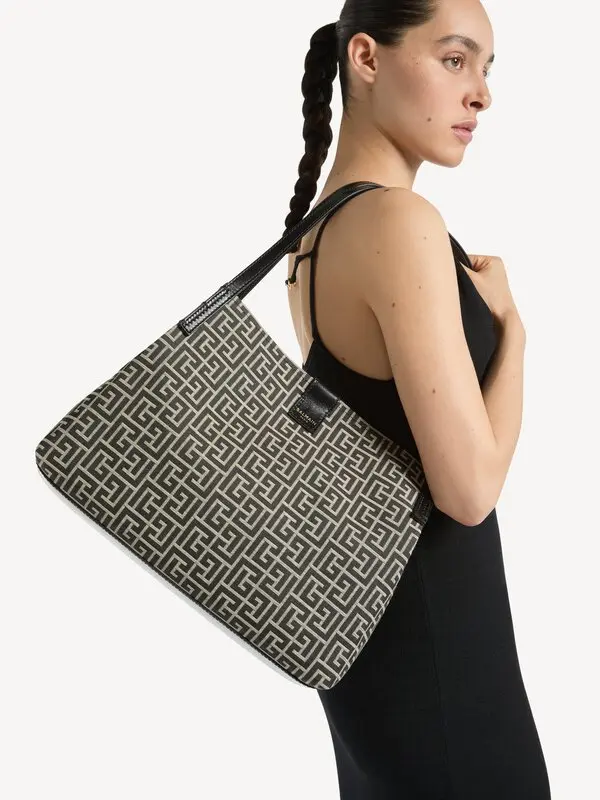 Balmain Monogram Jacquard Medium Shopper Bag