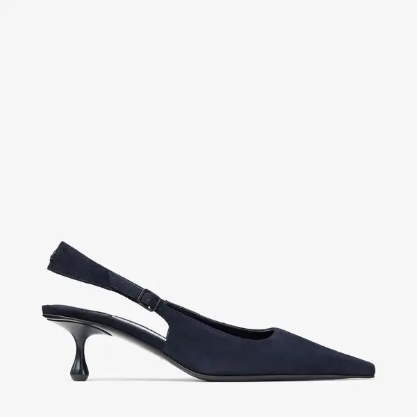 JIMMY CHOO Amel 50 Suede Slingbacks - Marine