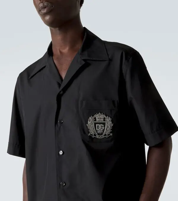 Dolce & Gabbana Logo Cotton Poplin Bowling Shirt