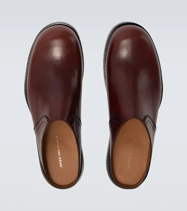 Dries Van Noten Leather Mules - Brown