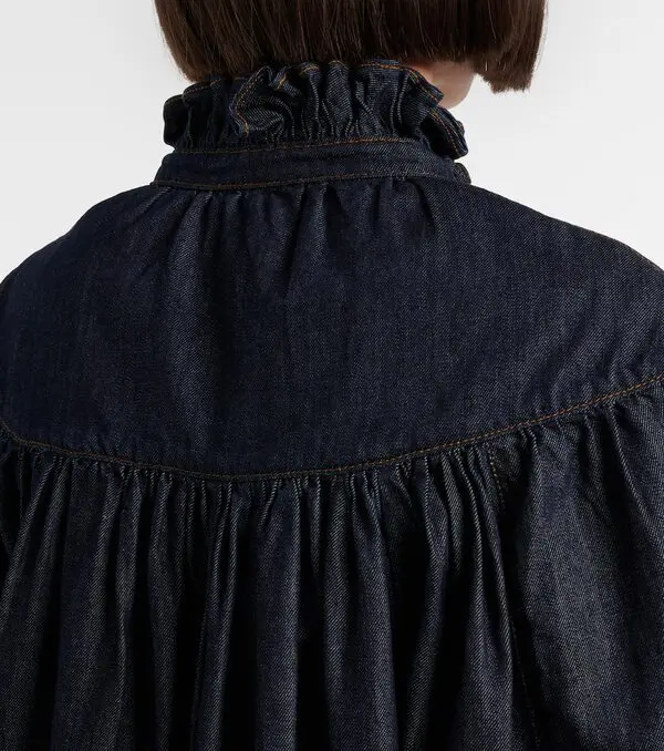 Dries Van Noten Ruffled Cotton Blouse - Blue