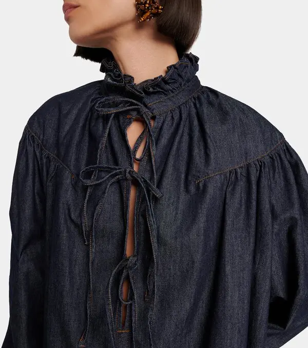 Dries Van Noten Ruffled Cotton Blouse - Blue