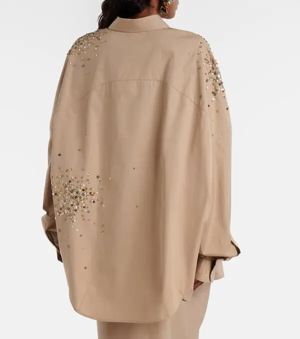 Dries Van Noten Sequined Oversized Cotton Shirt