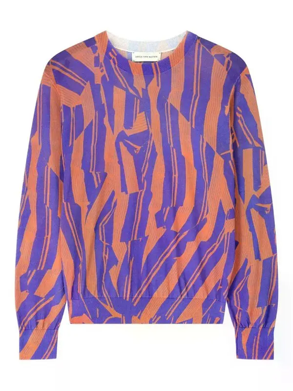 Dries Van Noten Printed Cotton Sweater - Purple