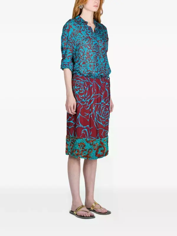 Dries Van Noten Printed Loose Fit Shirt - Blue