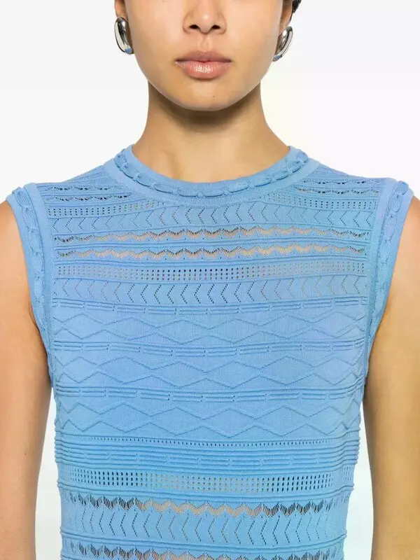 blue pointelle knit midi dress Blue Pointelle Knit Midi Dress – self-portrait-US