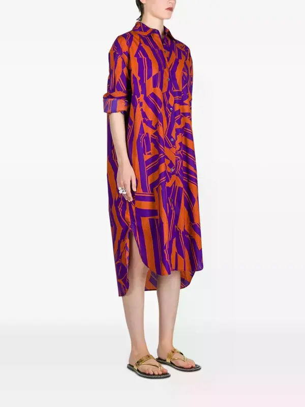 dries van noten shirt dress amethyst Dries Van Noten Striped Cotton Shirt Dress - Purple