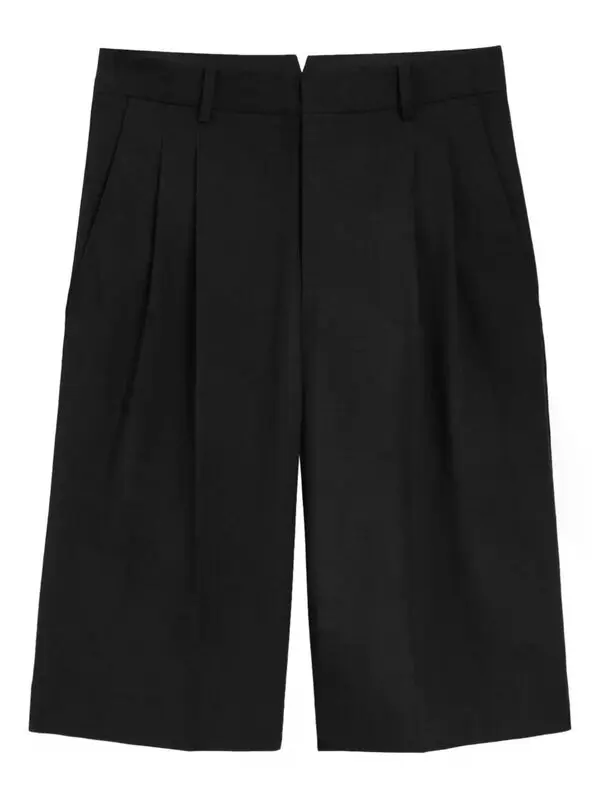 Ami Pleated Wide Bermuda Shorts