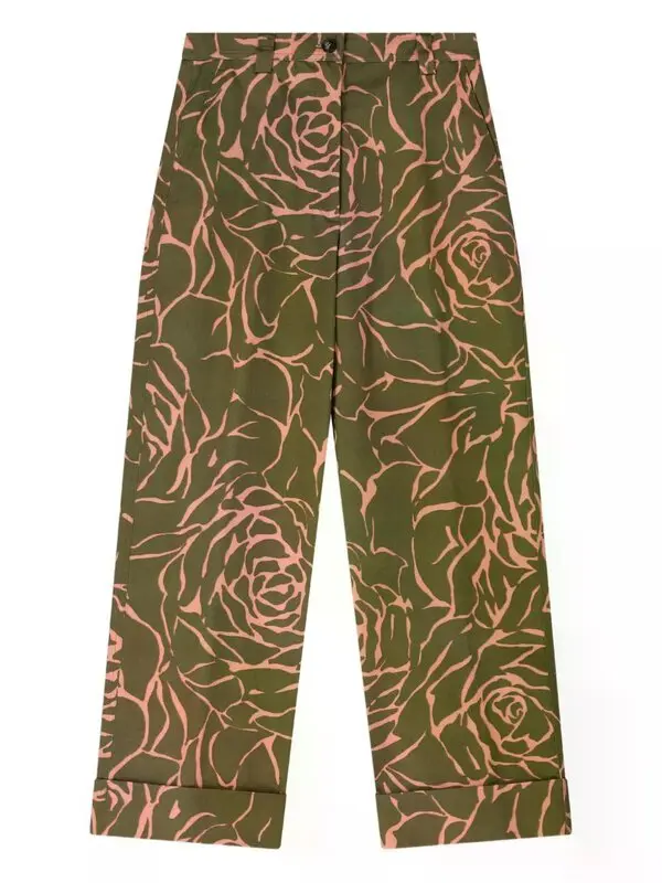 Dries Van Noten Floral Print Cuffed Pants