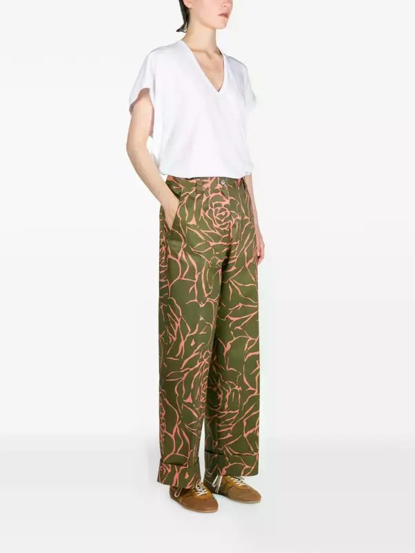Dries Van Noten Floral Print Cuffed Pants