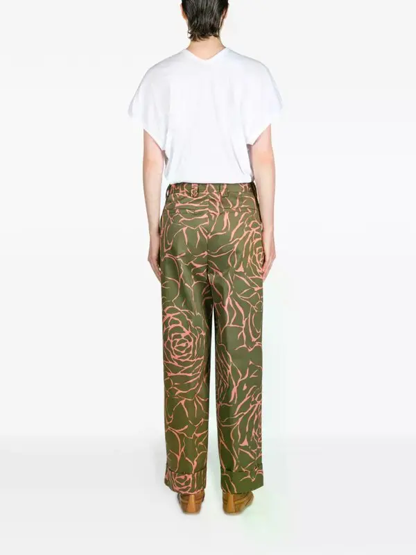 Dries Van Noten Floral Print Cuffed Pants