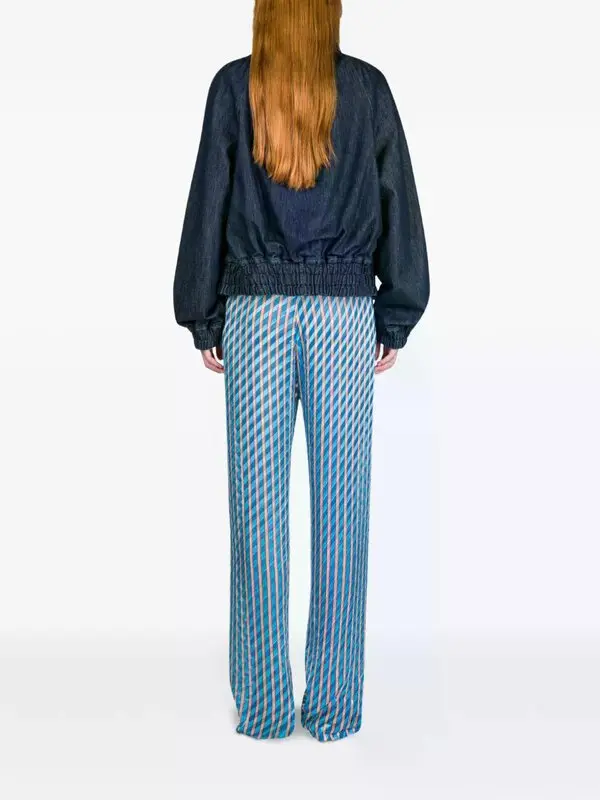 Dries Van Noten Denim Cocoon Jacket With Ruffle Detail - Blue