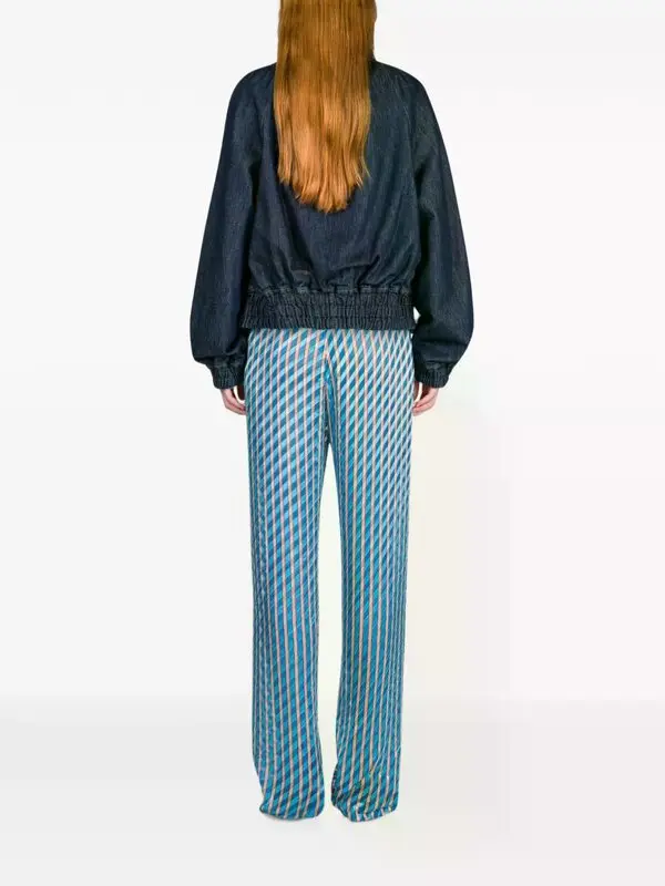 Dries Van Noten Denim Cocoon Jacket With Ruffle Detail - Blue