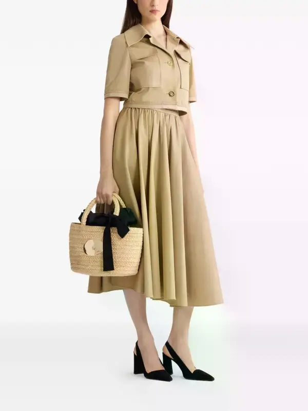 PATOU Pleated Maxi A-line Skirt - Neutrals